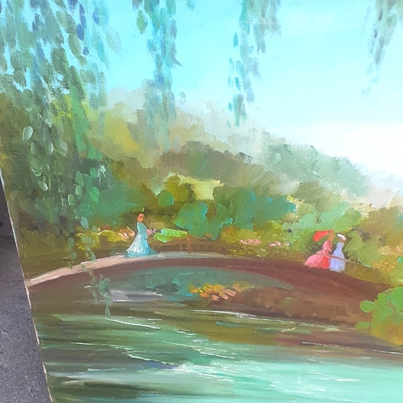 unbranded | Art | Fab Ladies Bridg Red Parasol Cottage Garden Oil ...